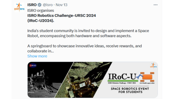 Let's Build A Space Robot: ISRO Announces Robotics Challenge For ...